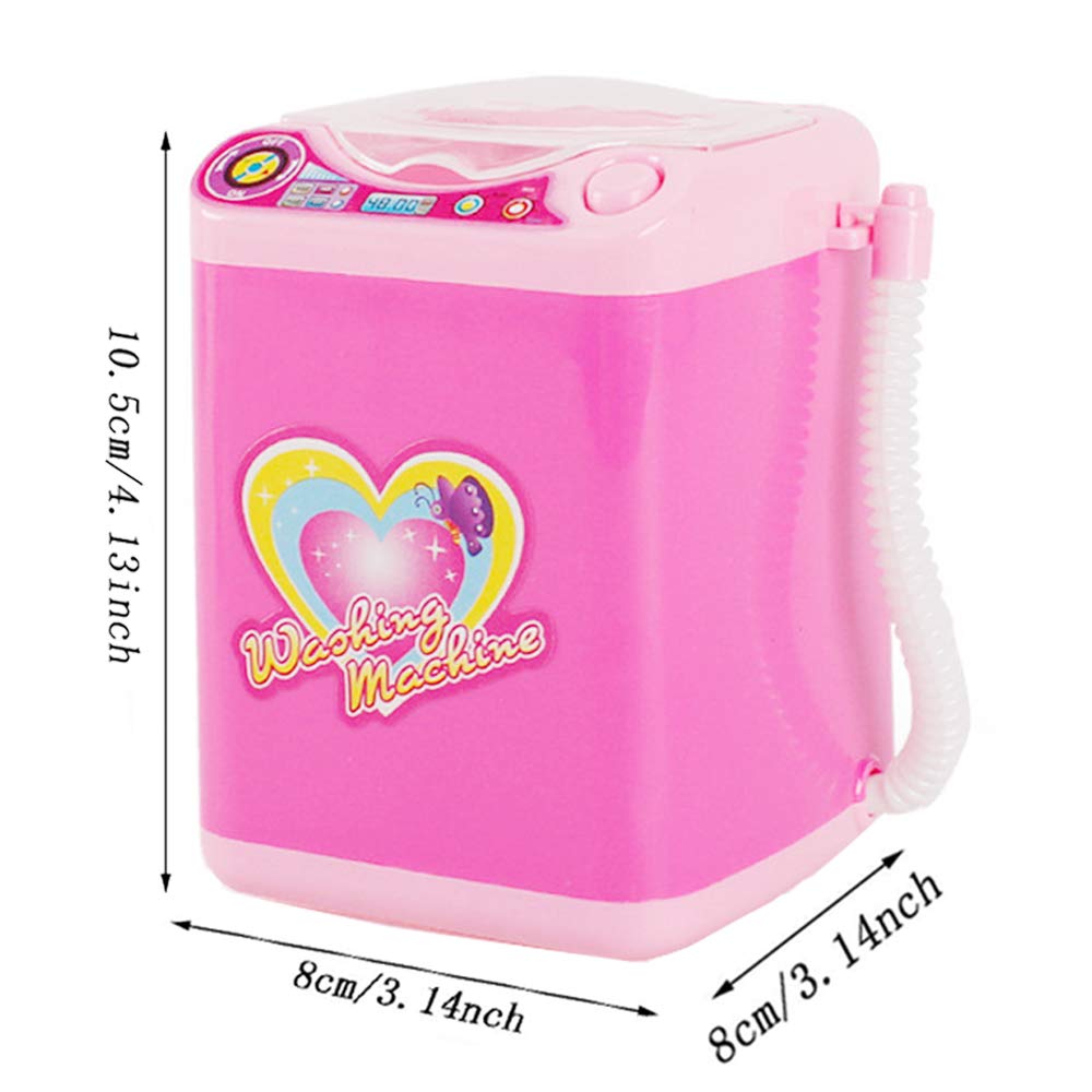 Mini Makeup Brush Cleaner Device Simulation Automatic Cleaning Washing Machine for Sponge and Powder Puff Toy (Pink)