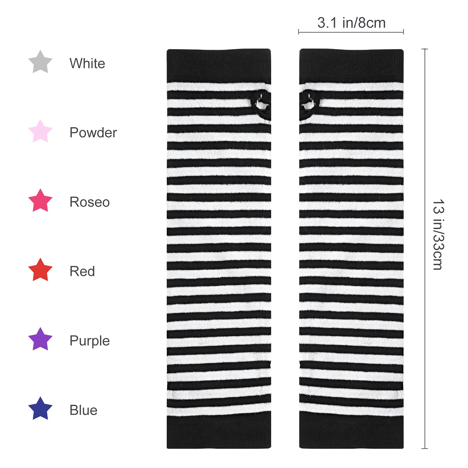 SATINIOR 6 Pairs Long Fingerless Gloves for Women Knit Thigh High Striped Arm Warmer Thumb Hole Stretchy Gloves(Bright Color)