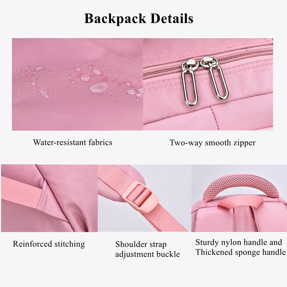 Mildame Kids Backpack for School with Kawaii Pin Elementary School Boys and Girls Lightweight Bookbags Solid Color Aesthetic School Bags