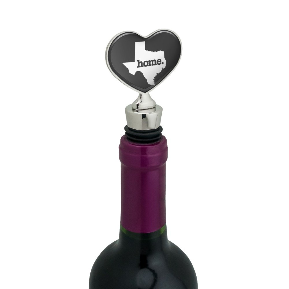 Texas TX Home State Solid Dark Gray Grey Officially Licensed Heart Love Wine Bottle Stopper