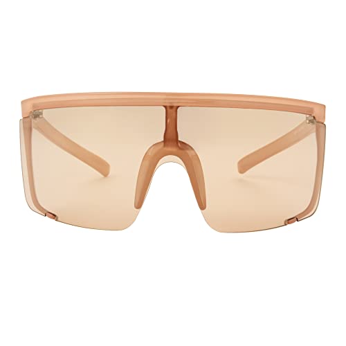 Steve Madden Women's in The Limelight Shield Sunglasses, Nude, 148mm