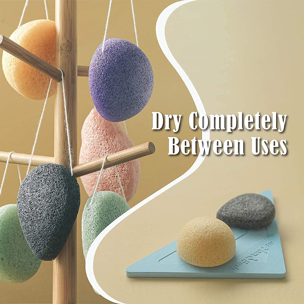 myHomeBody Natural Konjac Facial Sponges โ Teardrop Shape - for Gentle Face Cleansing and Exfoliation - with Activated Charcoal and Aloe Vera, 4pc Set