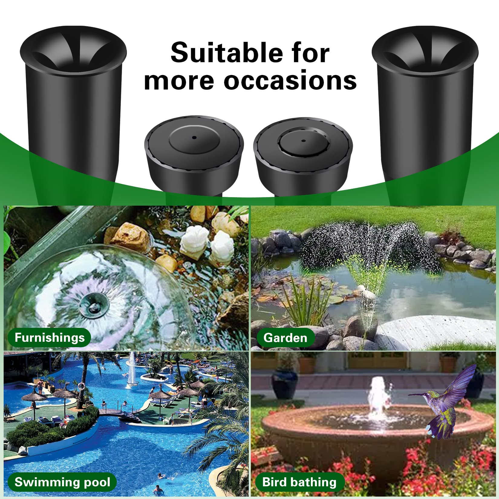 Water fountain nozzle for Garden, Ponds, Tabletop Fish Ponds, 8 pcs of Set, 2 Fountain Shaped, (size-S)
