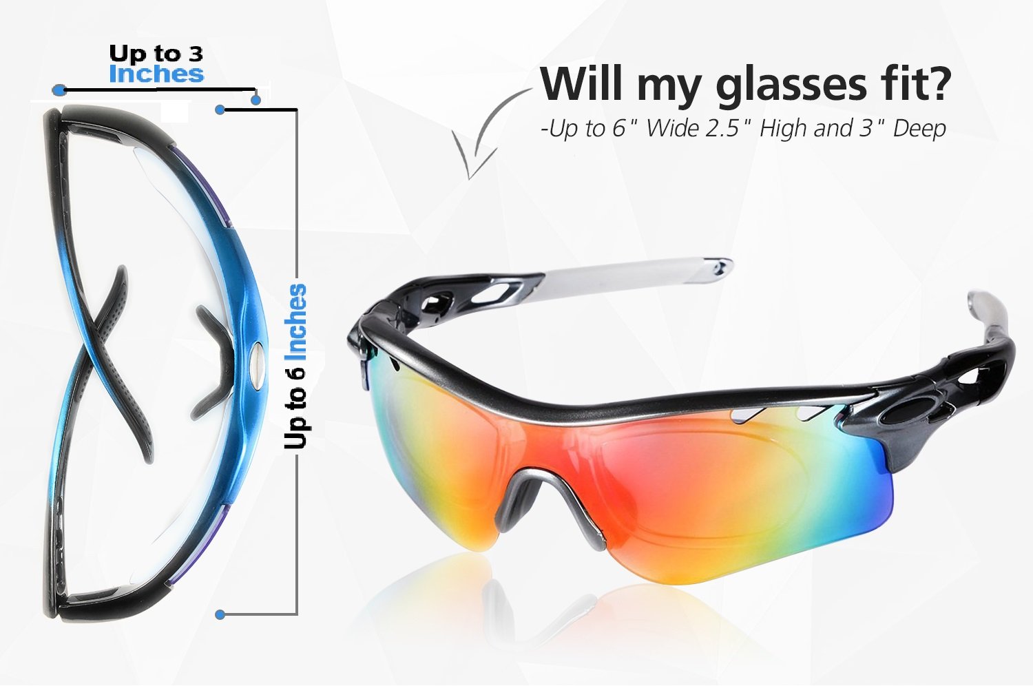 Mazzeo 3 Pack Semi Hard Sunglass Case for Sports Size Sunglasses and Safety Glasses