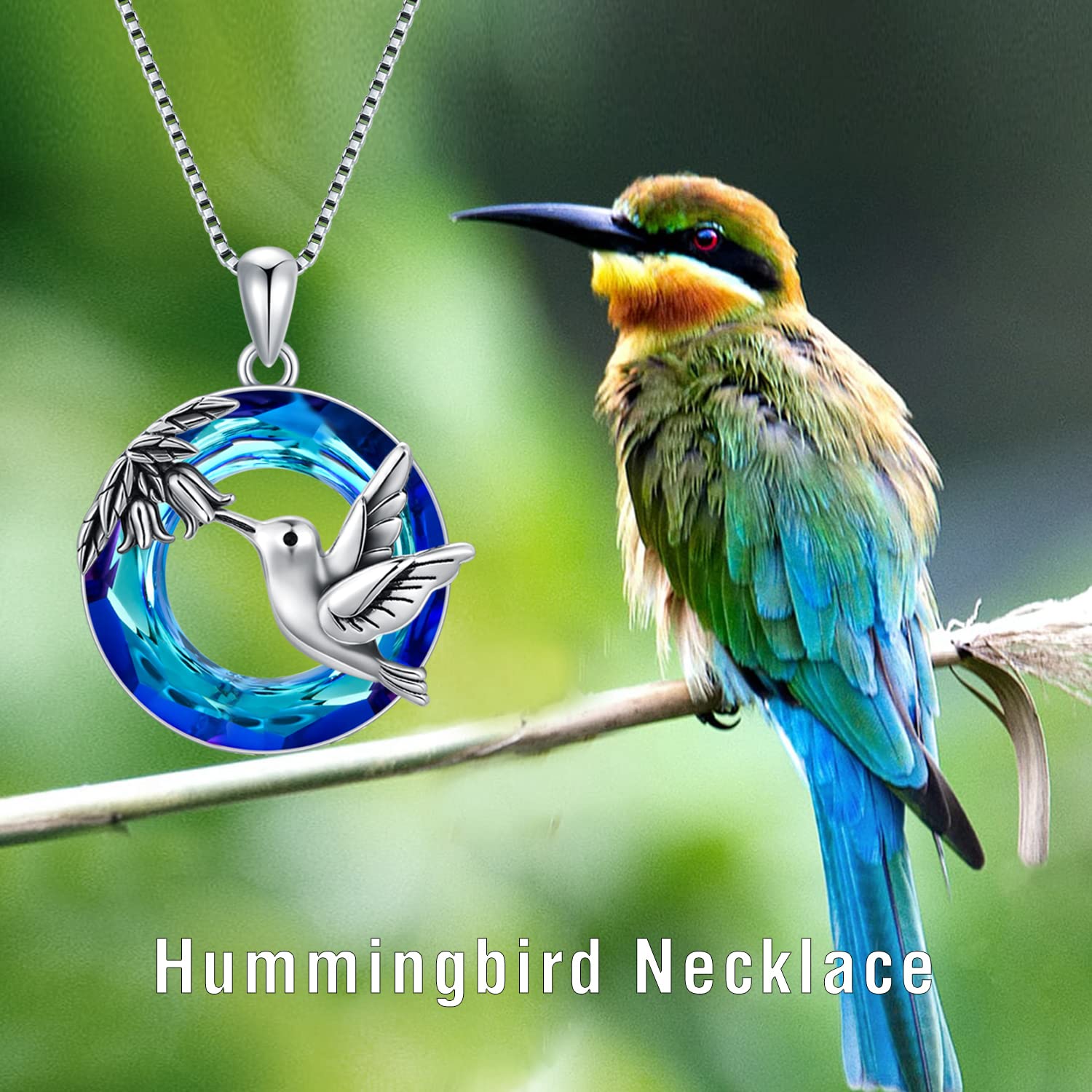 SIMONLY Filigree Hummingbird Necklace 925 Sterling Silver Cute Bird Hummingbird Pendant Gifts