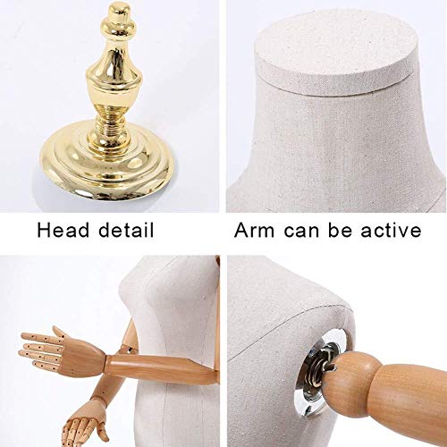Mannequin Torso Mannequin Dress Form Torso Female Tailors Dummy Mannequin Dressmakers Dummies Display Bust Wood Arm Active Suitable for Apparel Jewelry Display Stand (E S