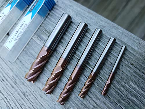 sisona 1/2" Square Nose Carbide End Mill Bits - 4 Flutes,1/2" Diamter,3'' Overall Length - Sharpness,Durable,Smooth Cutting