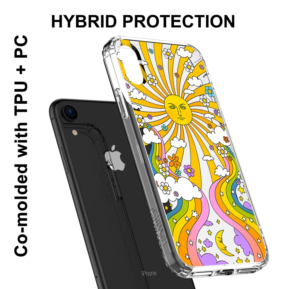 MOSNOVO Compatible for iPhone XR Case, Clear Cloud Pattern Print Design Girl Women with Transparent TPU Bumper Protective Hard Back Case Cover for iPhone XR