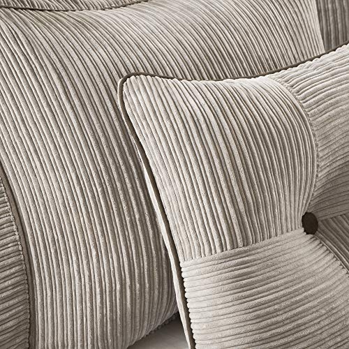 Madison Park Cozy Comforter Set Casual Blocks Design All Season, Matching Bed Skirt, Decorative Pillows, King (104 in x 92 in), Dallas Taupe/Brown, 7 Piece