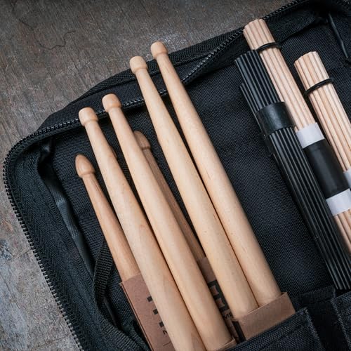 Meinl Percussion Drum Stick Bag with Extra Outside Pocket and Floor Tom Hooks β for Mallets, Brushes and Accessories, Black, Standard (MSB-1)