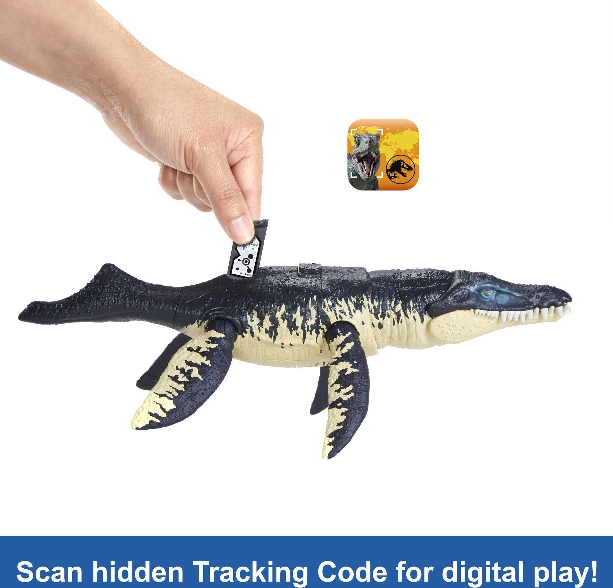 Mattel Jurassic World Dominion Wild Roar Kronosaurus Dinosaur Action Figure Toy with Sound & Attack Action, Plus Downloadable App & AR