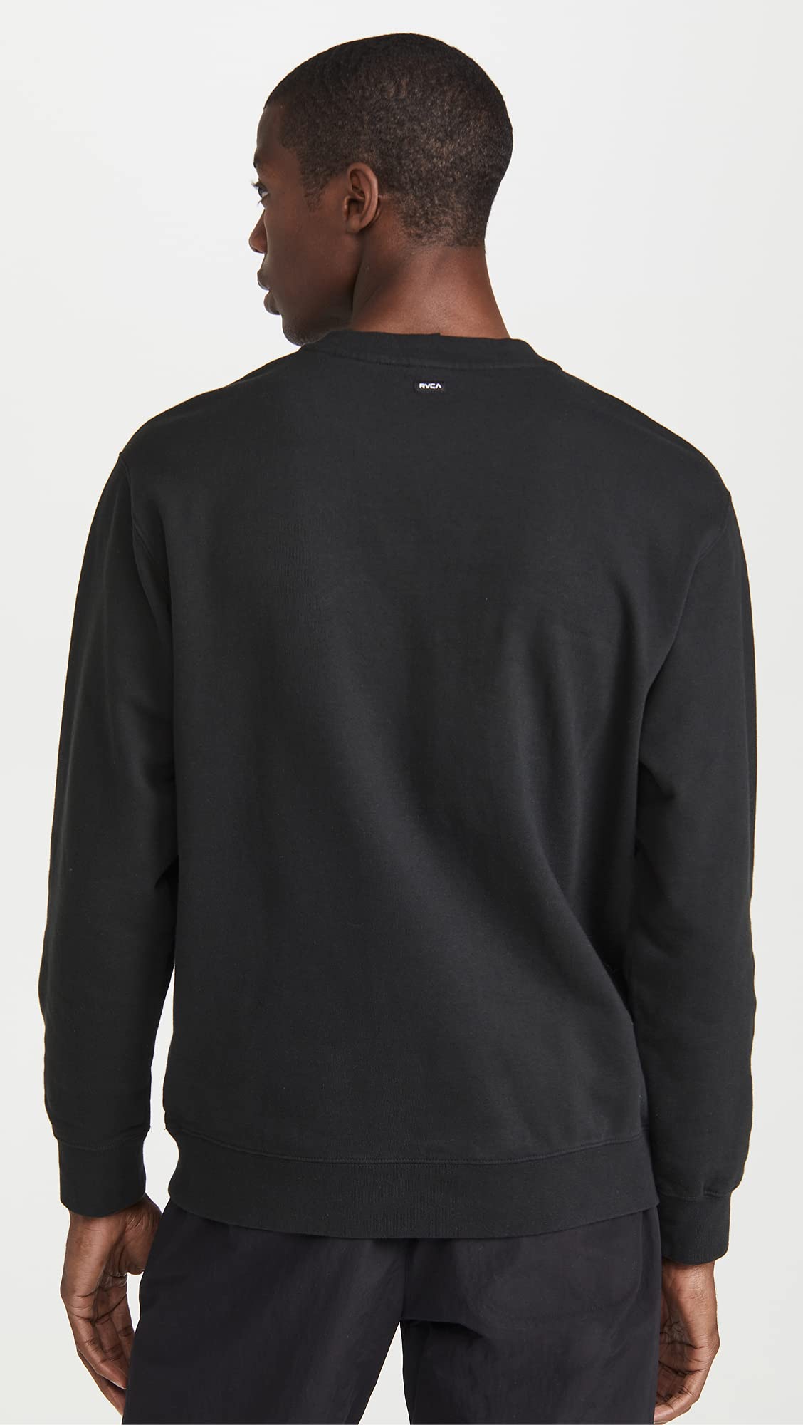 RVCA Mens Relaxed Fit Crewnneck - VA Essential (Black, X-Large)
