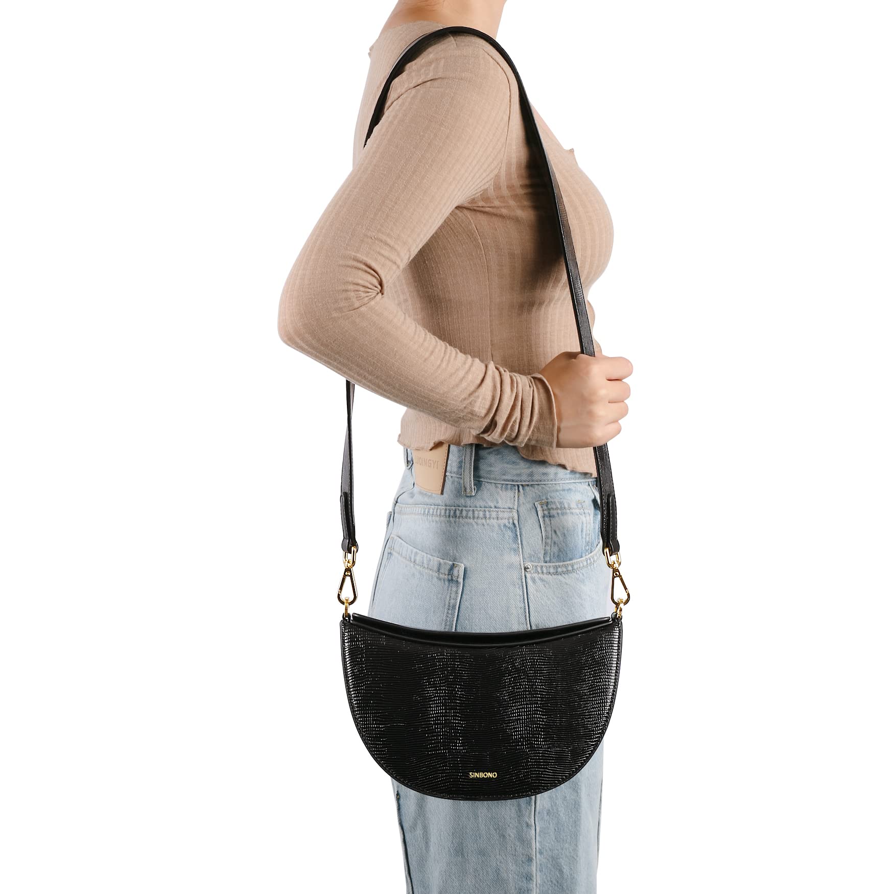 SINBONO Crossbody Bag, Kace Small Saddle Purse with Magnetic Closure Classic for Women - Black