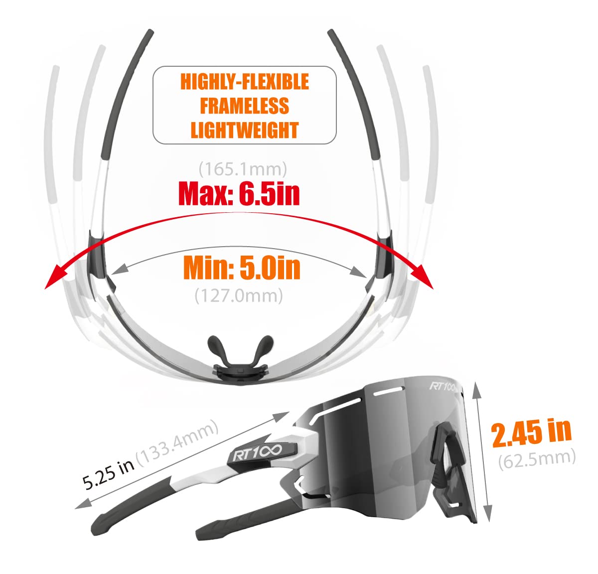 RT100 Cycling glasses for Men and Women Cylindrical Lens, bike sunglasses for men riding sunglasses for men