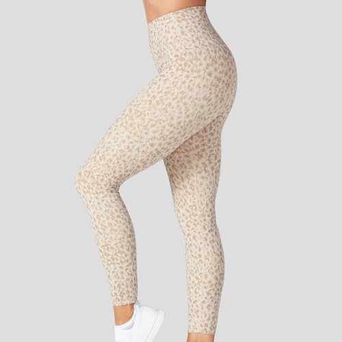Tavi Women’s High Waisted 7/8 Tight | 25-Inch Inseam | Comfortable Leggings with Pockets | Workouts, Medium, Latte Leopard
