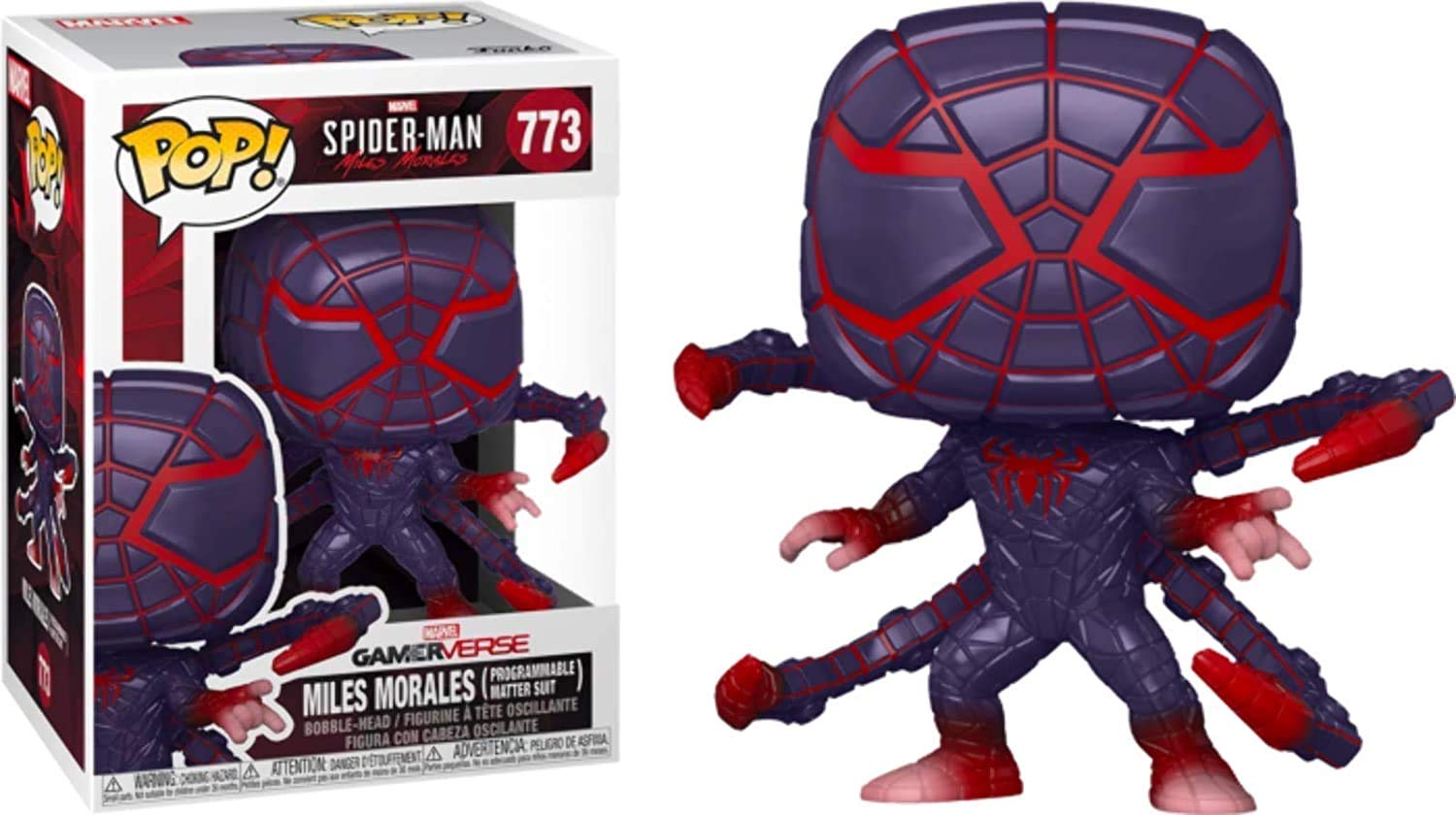 Spider-Man POP Marvel Video Game - Miles Morales Programmable Matter Suit Funko Pop! Vinyl Figure (Bundled with Compatible Pop Box Protector Case), Multicolor, 3.75 inches