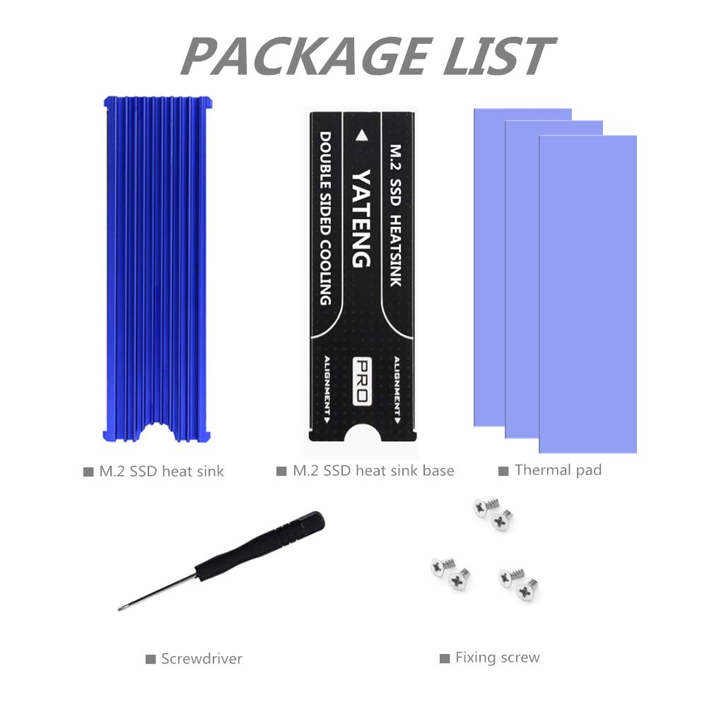 NVMe Heatsinks for M.2 2280mm SSD Double-Sided Cooling Design(Blue)