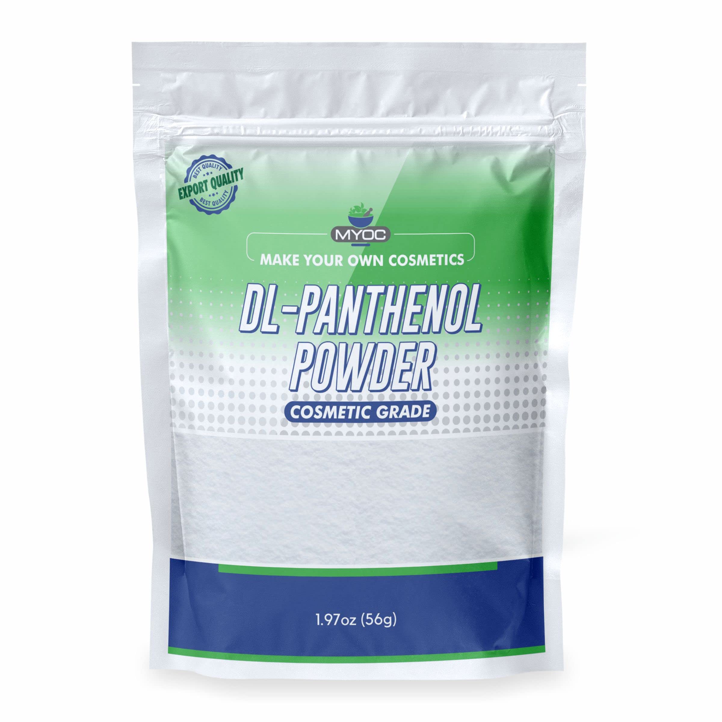 MYOC DL-Panthenol Powder - Provitamin B5 Powder for Cosmetics, Hair & Skin Care - 1.97oz / 56gm