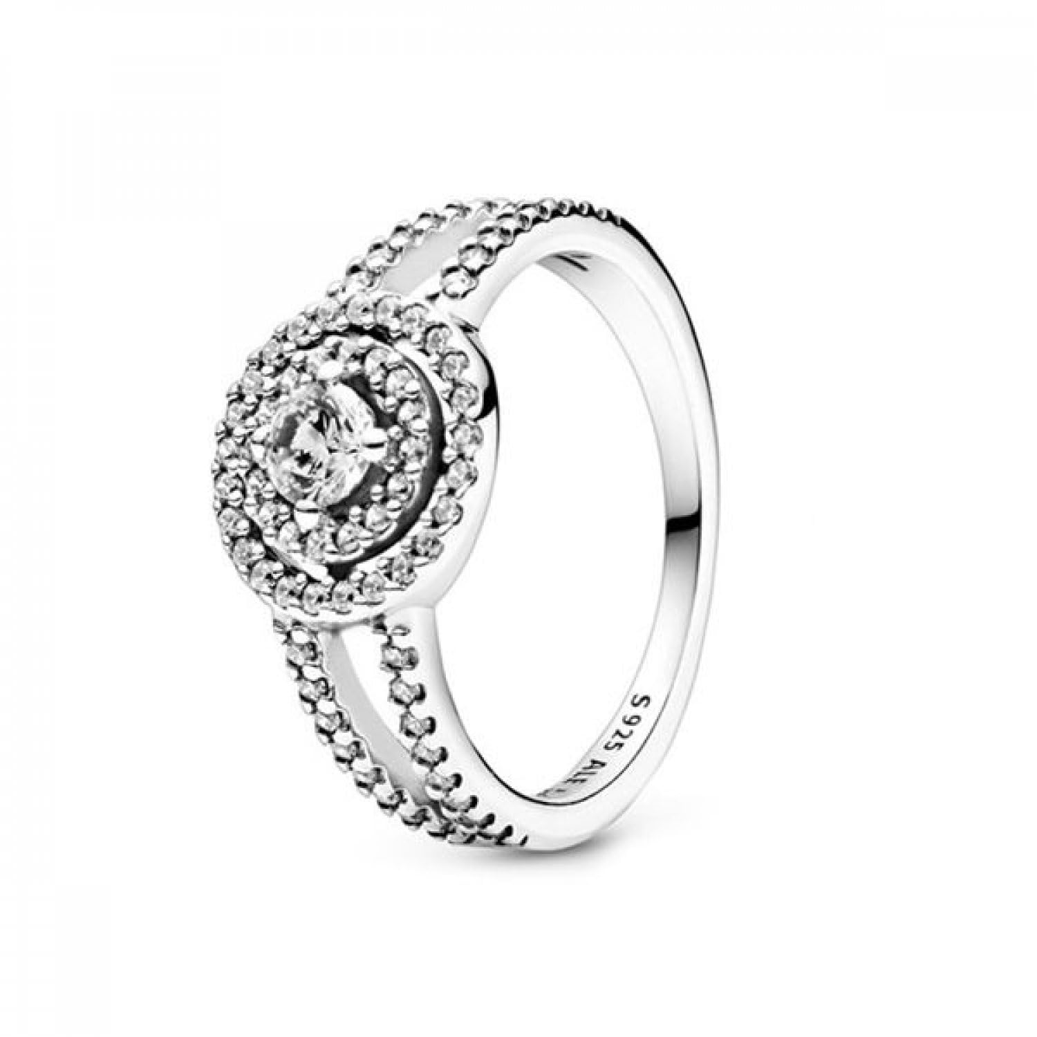Pandora Sparkling Double Halo Ring - Stackable Ring for Women - Gift for Her - Sterling Silver with Clear Cubic Zirconia - Size 8