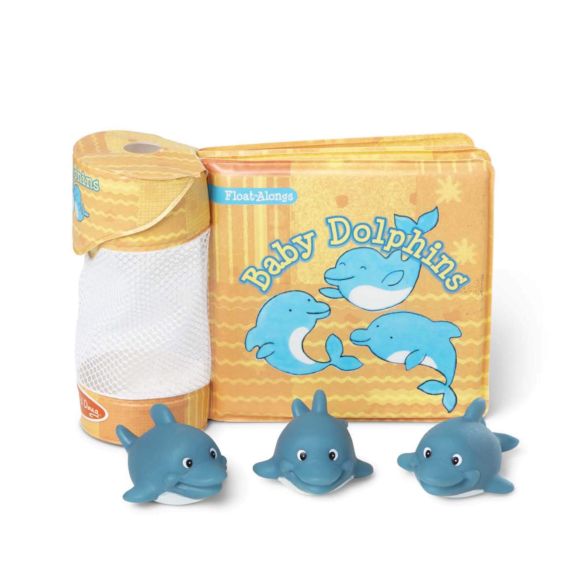 Melissa & Doug Childrenâ€s Book - Float-Alongs: Baby Dolphins (Bath Book + 3 Floating Dolphin Toys)