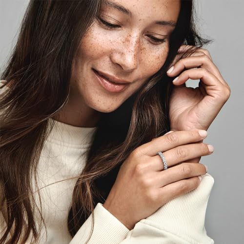 Pandora Sparkling Row Eternity Ring - Sterling Silver Ring for Women - Layering or Stackable Ring - Gift for Her - Sterling Silver with Clear Cubic Zirconia - Size 7