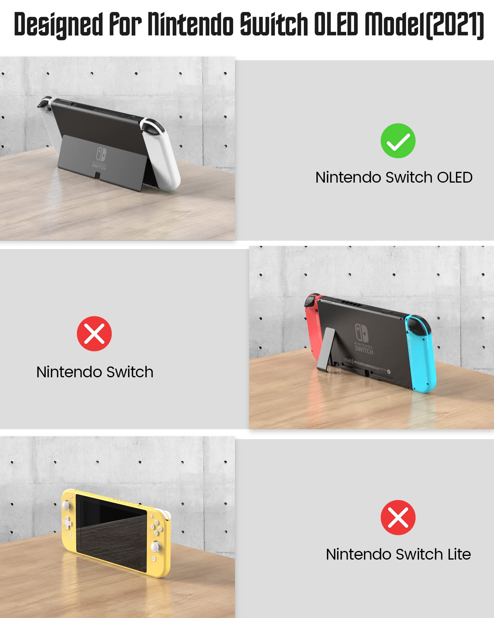 RTTACRTT Dockable Case Compatible with Nintendo Switch OLED Model 2021, Enhanced Dockable Case Cover TPU Grip Case for Nintendo Switch OLED Console and Joy Con, Black