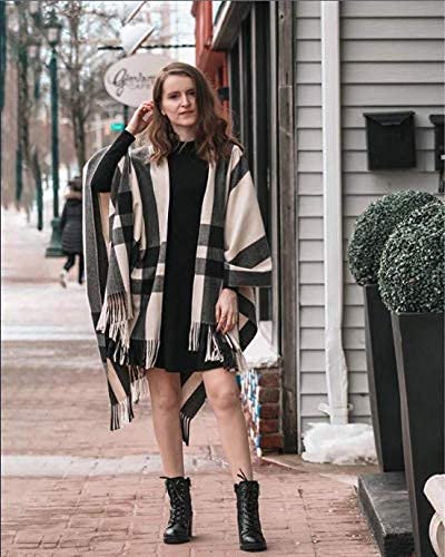 Moss Rose Women's Travel Plaid Shawl Wrap Open Front Poncho Cape for Fall Winter Holiday Gift