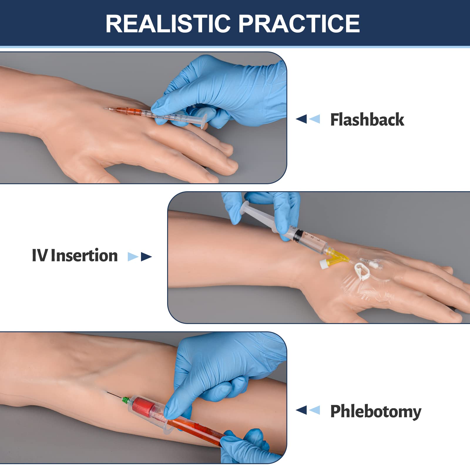 Medarchitect IV Injection & Phlebotomy Arm Practice Kit with Intravenous Infusion, Blood Draw, Venipuncture Techniques Training Model