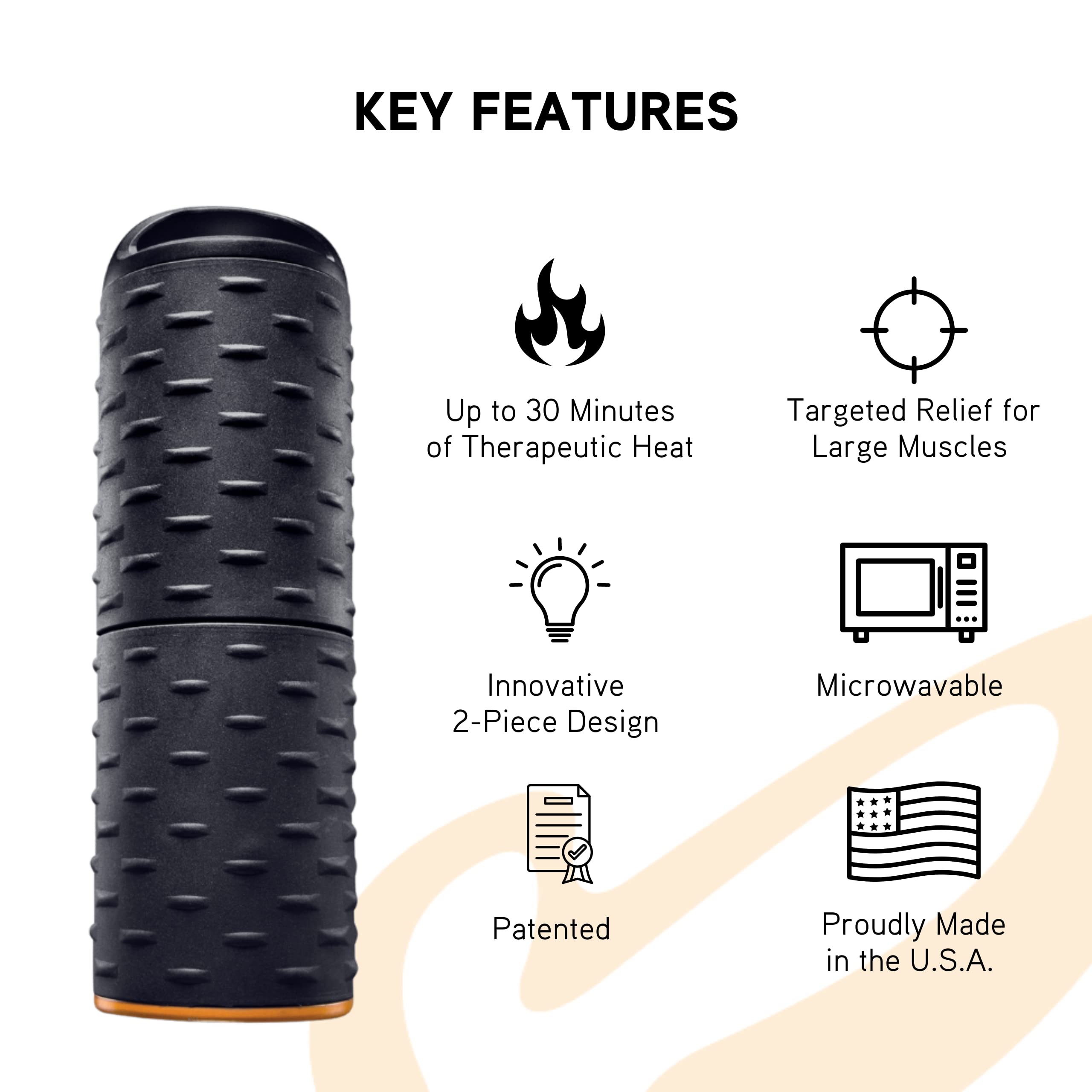 MojiHeat Roller V3, Heated Roller for Back & Neck Pain, Great Replacement for your Traditional Foam Roller, Firm for Deep Tissue Massage, Physical Therapy, Exercise Recovery, Microwavable