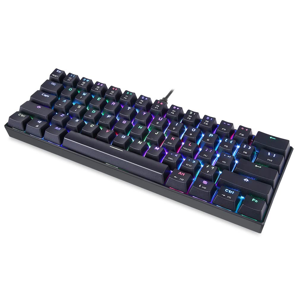MOTOSPEED CK61 RGB Mechanical Gaming Keyboard OUTMU Blue Switches Keyboard 61 Keys Anti-ghosting with Backlight for Gaming Black