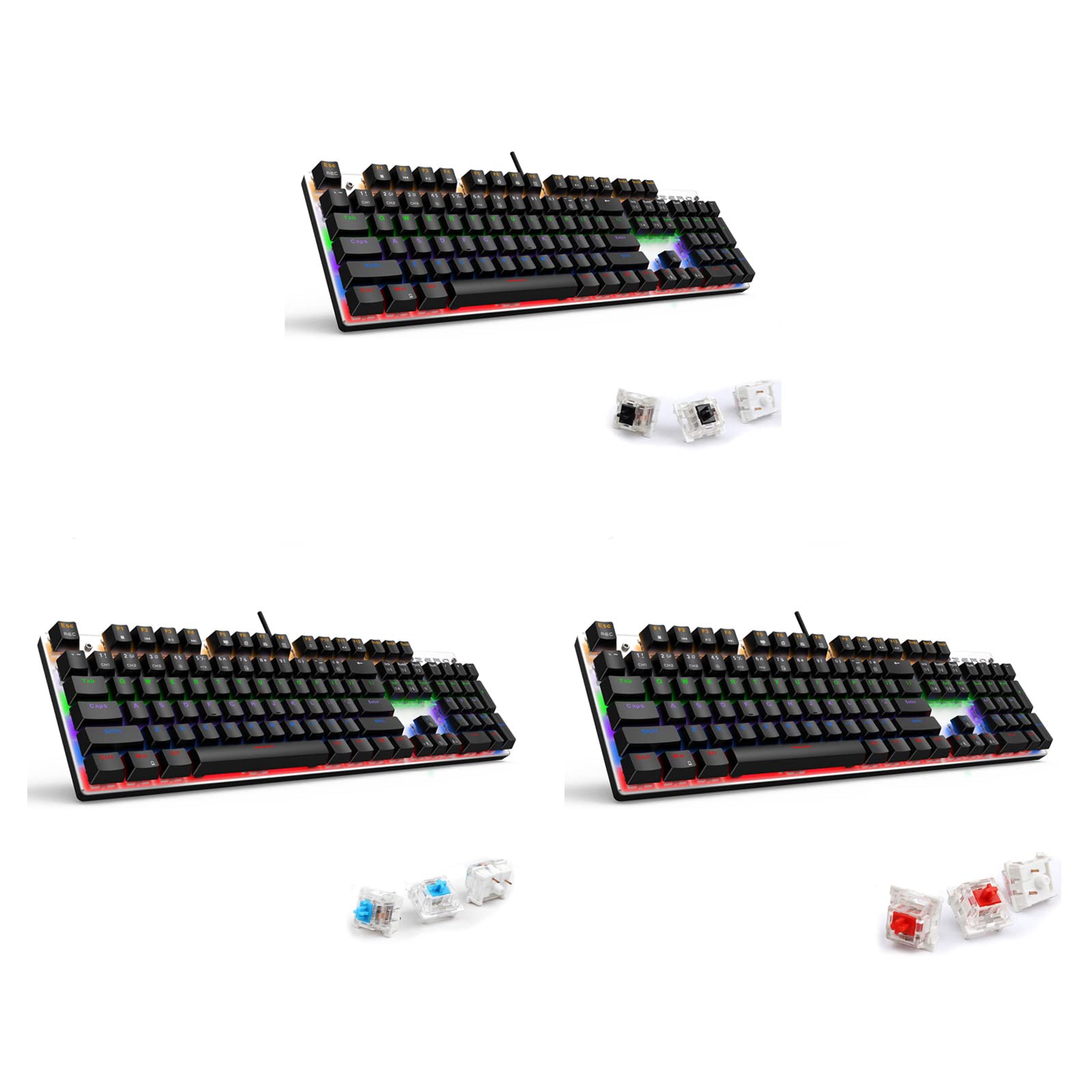 Yuisle 104-Key Gaming Mechanical Keyboards RGB Backlit USB Wired PC Gamer Keypad Blue/Black/Red Axis Waterproof 104-Key