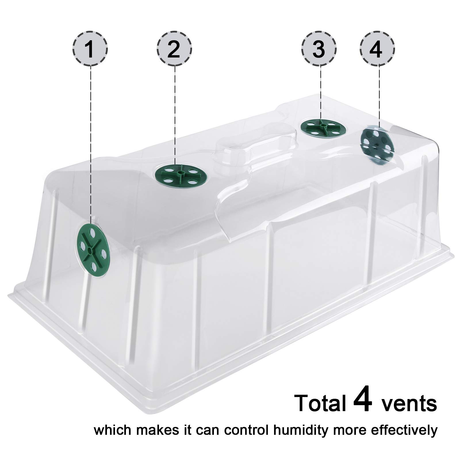 MIXC 5-Pack Strong Seed Starter Trays with Humidity Dome Plant Growing Tray Germination Seed Starting kit for Microgreens,Soil Blocks,Rockwool Cubes,Wheatgrass,Hydroponic,Fodder Systems, Heavy Duty