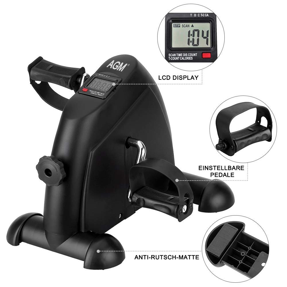 Mini Exercise Bike Pedal Exerciser Portable Cycle Arm and Leg Exerciser with LCD Display