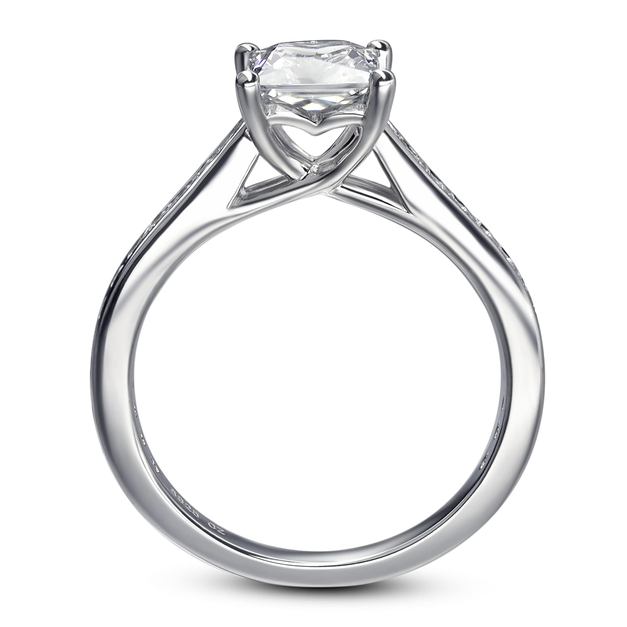 Petite Channel Set 1.5 Carat Princess Cut D Color VVS Moissanite Solitaire Engagement Ring (6)