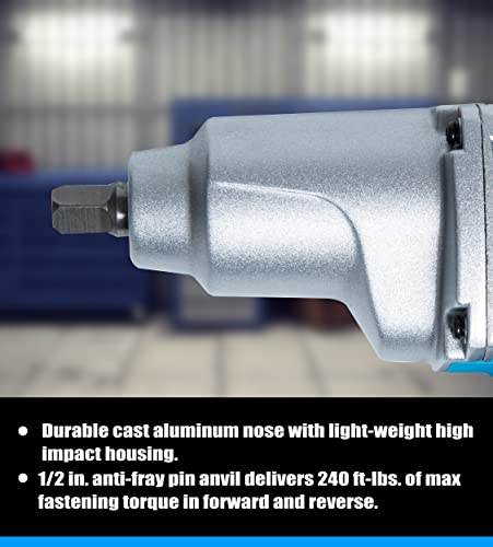 WILD EDGE Impact Wrench Kit, Heavy Duty 1/2 Inch Drive Corded Impact Gun, 7.5 Amp Max Torque 240 Ft-lbs & 2700 IPM, 4 Impact Sockets with Pin Anvil