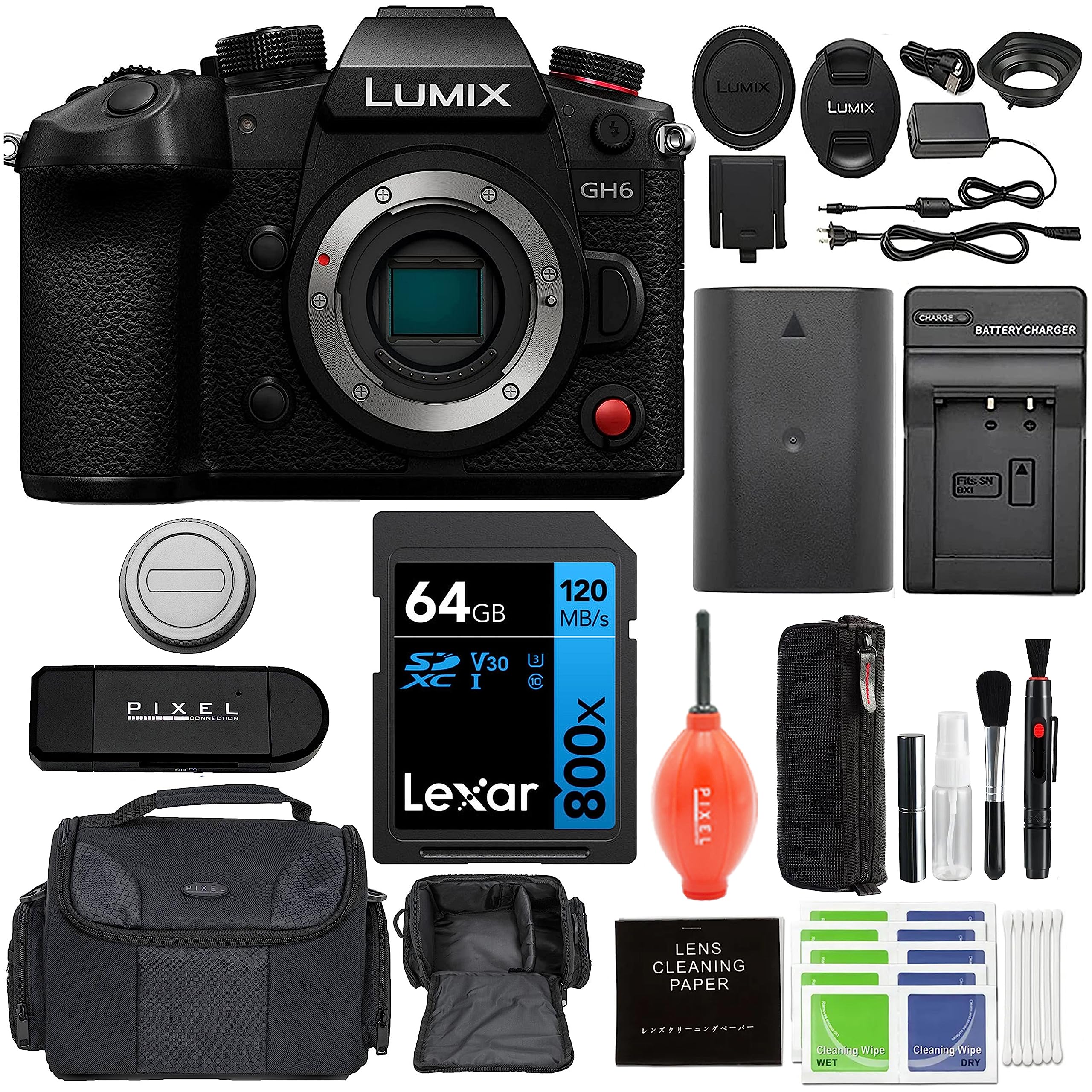 Panasonic Lumix GH6 Mirrorless Camera with Advanced Accessory and Travel Bundle | DC-GH6BODY | Extended 3 Years Panasonic Warranty