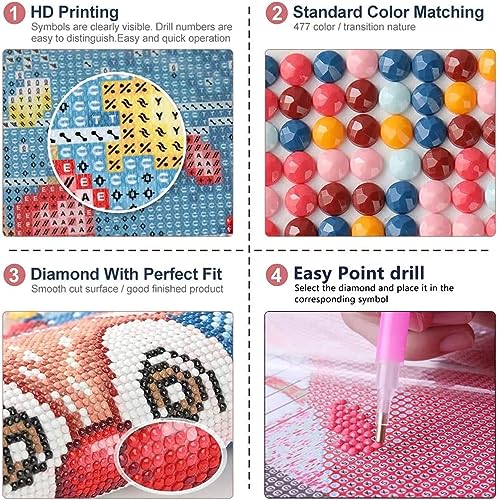 Moon Diamond Painting Kits for Adults,Moon Beach Diamond Art Kits Full Drill Crystal Rhinestone Diamond Embroidery Craft Kits for Home Wall Decor Inch12X16