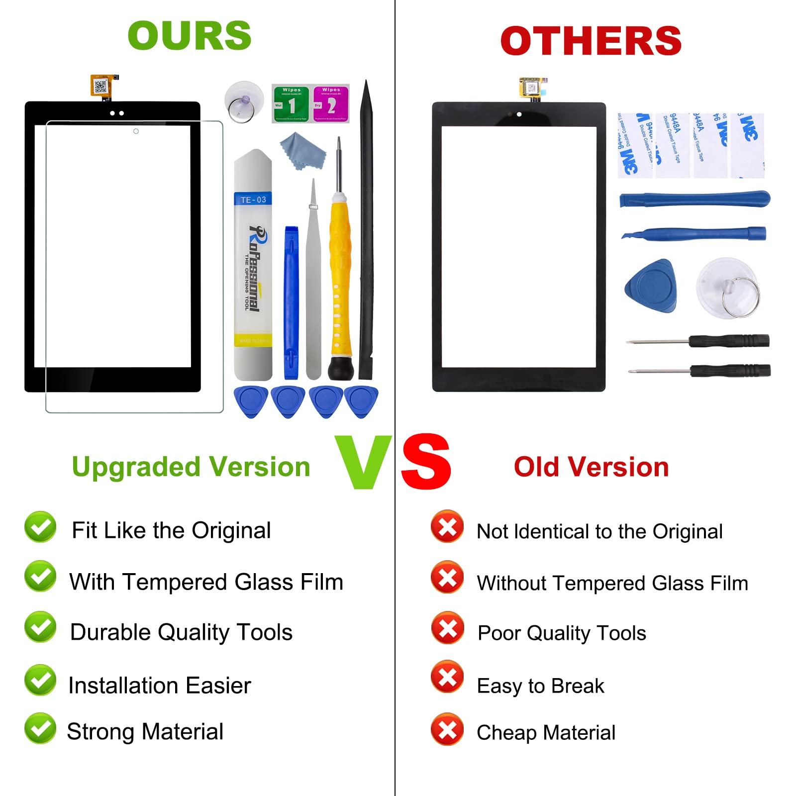 S-Union Upgraded Touch Screen Digitizer Replacement for Amazon Kindle Fire HD 8 8th Gen 2018 L5S83A with Tempered Glass Film and Professional Tool Kit (8 Inch)