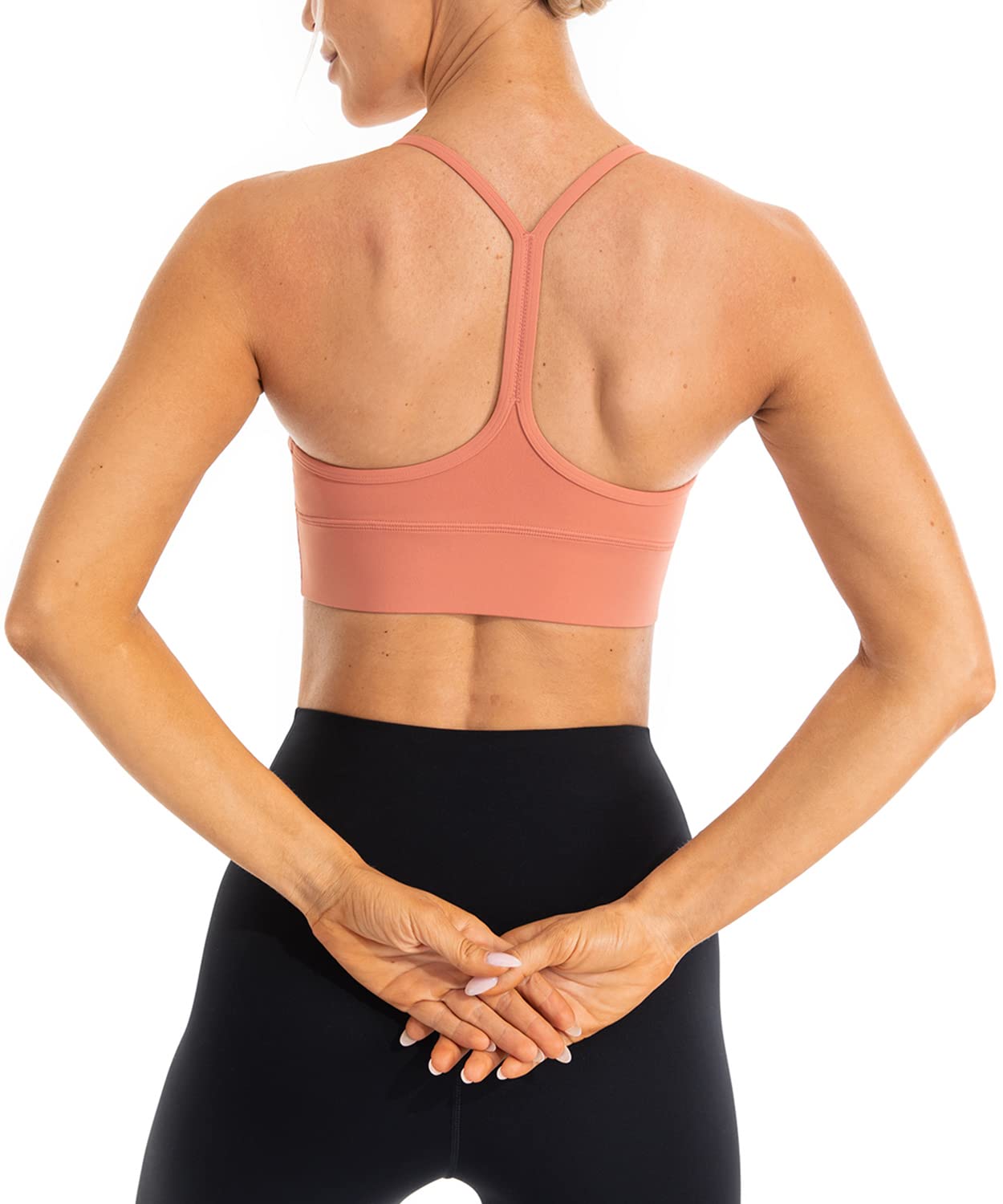 Ukaste Women's Studio Essential Y-Back Sports Bras Spaghetti Strappy Workout Yoga Bra (Black, 4)