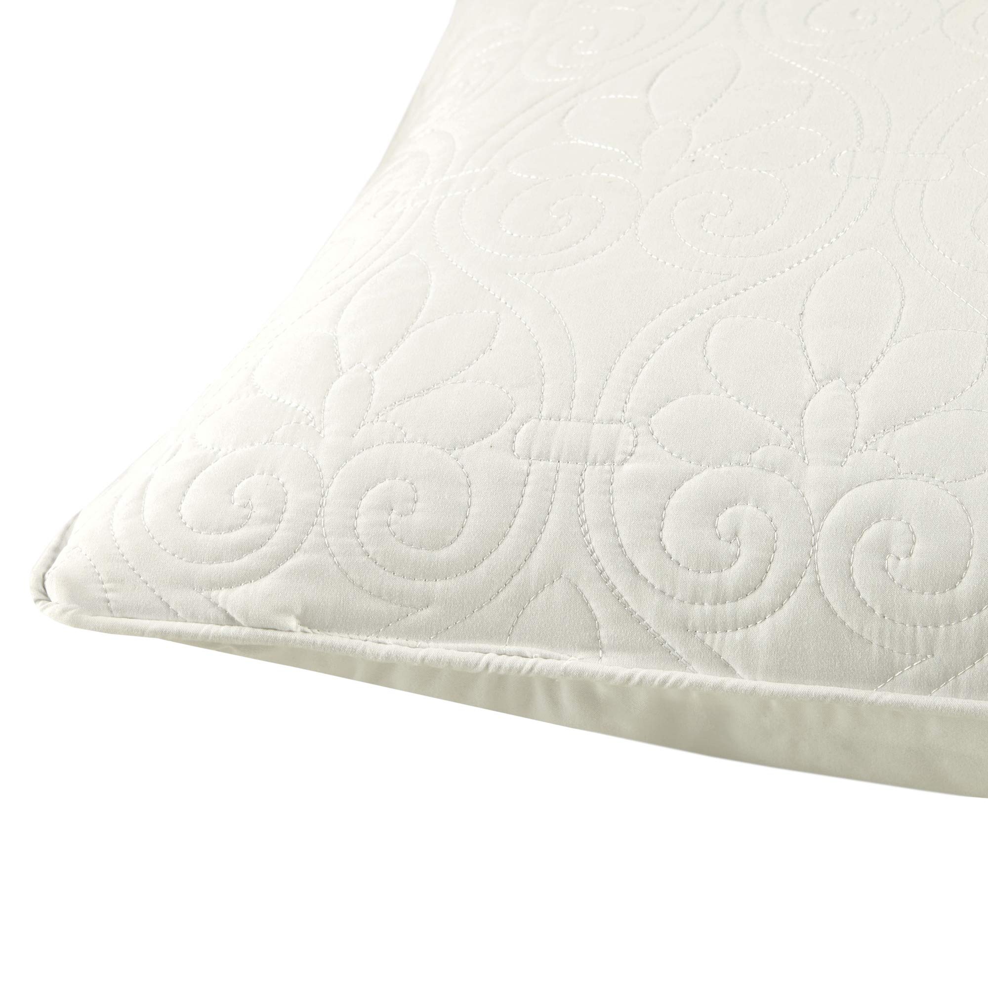 Madison Park Quebec Quilted Throw Pillow , Transitional Square Decorative Pillow , 20X20, Set of 2 , Ivory