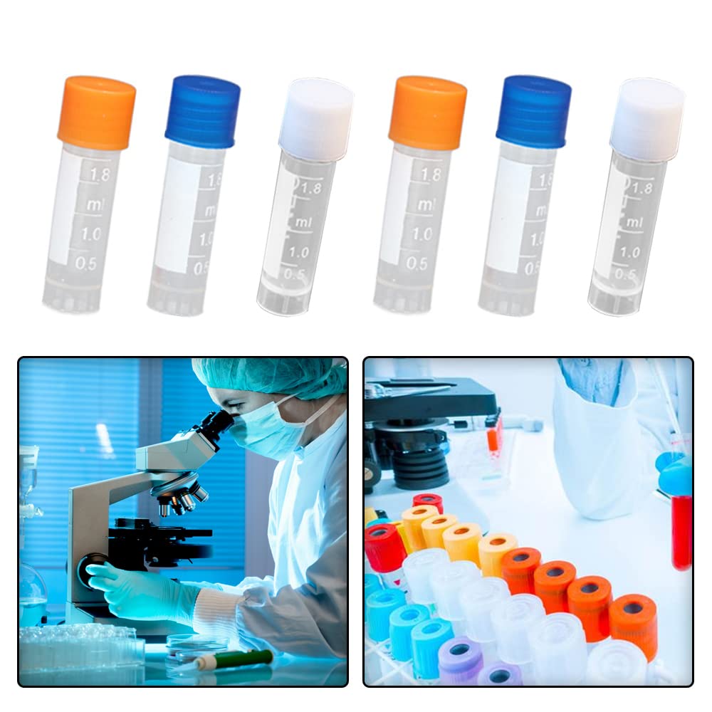 Ycnpeatt 20 Pcs 1.8 ml Graduated Plastic Clear Test Tubes Small Bottle Sample Container Plastic Sample Bottles for Scientific Experiments