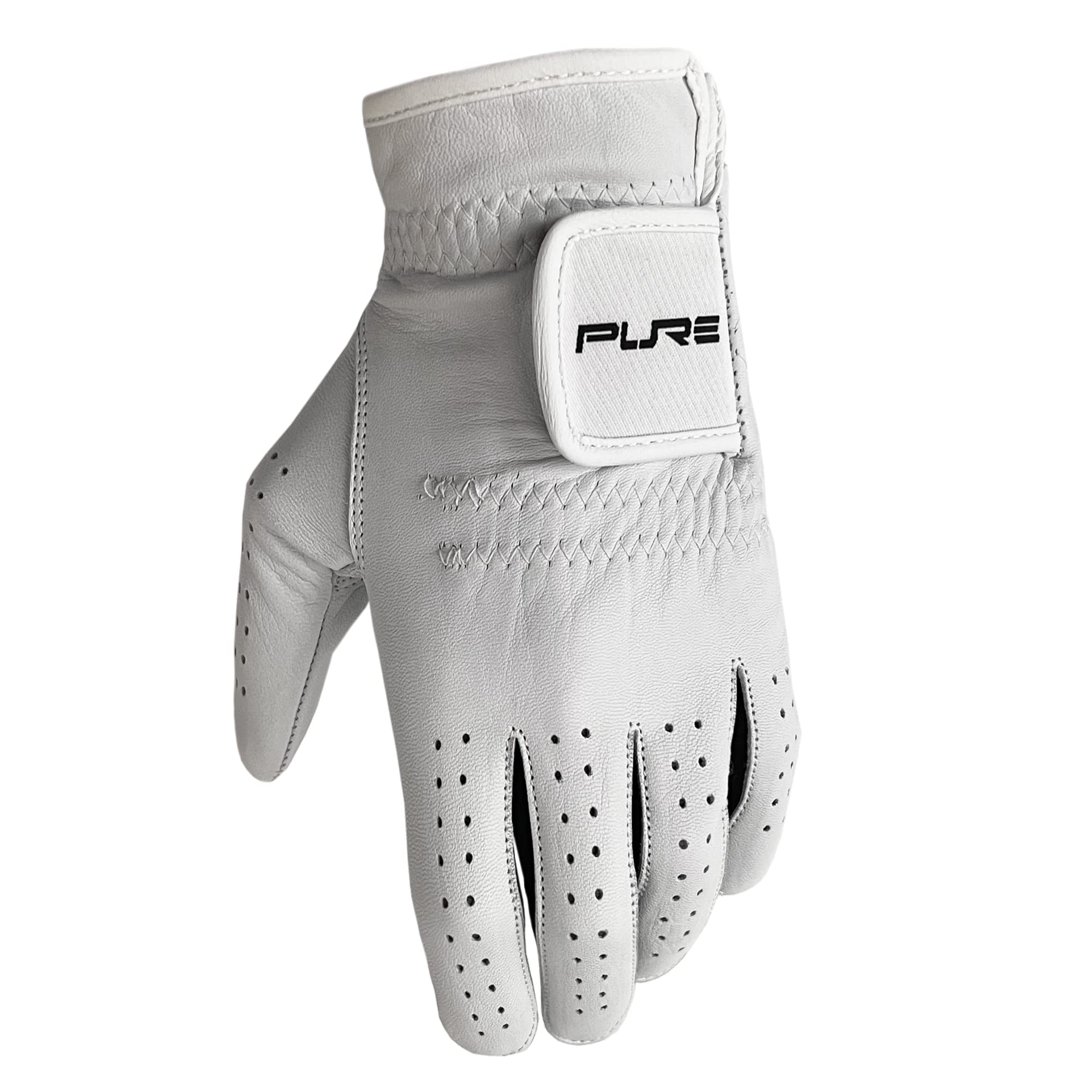 Pure Premium Leather Golf Glove - Single Gloves for Left Right Handed Golfer (White, X-Large, Left)