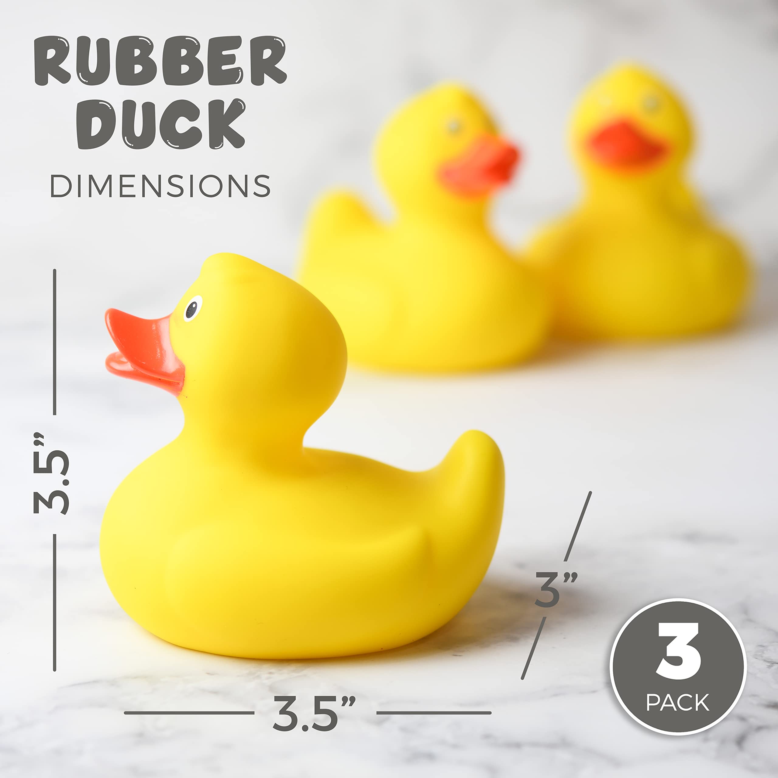 Tribello Large Yellow Rubber Duck for Bath / Pool Toys Play for Kids - Floating Rubber Ducky, - 4” Inch 3 Pack