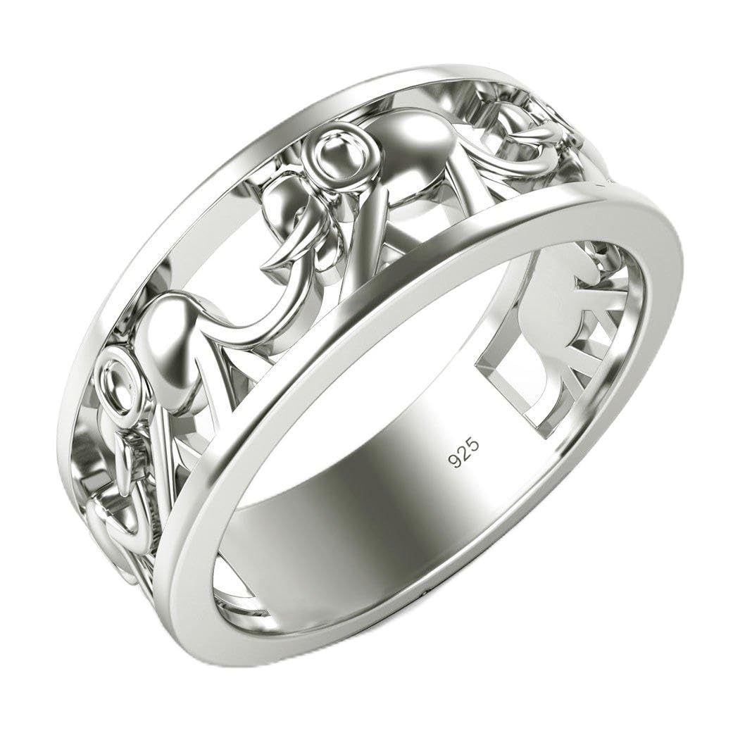 Metal Factory Sz 4 Sterling Silver 925 Elephant Migration Ring