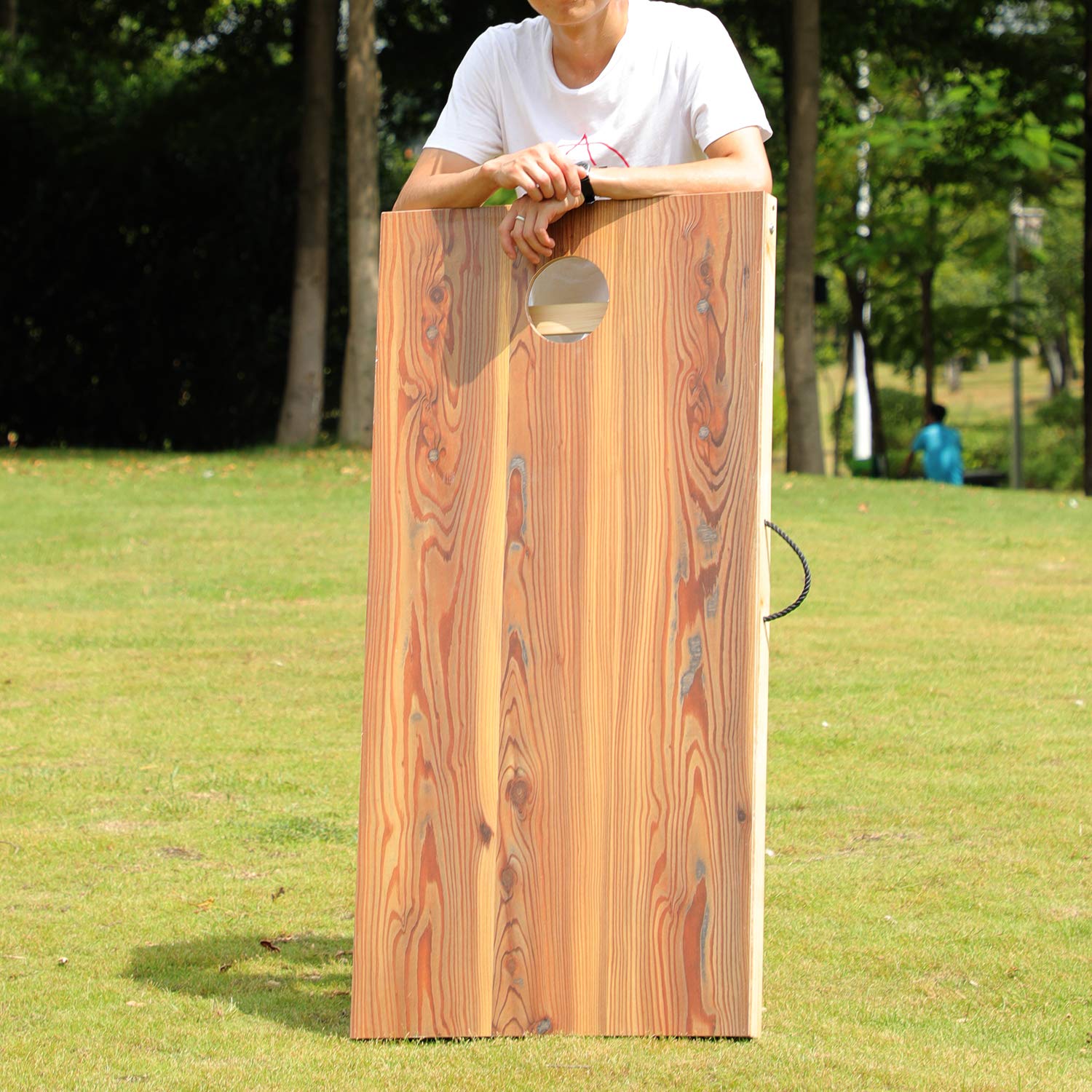 OOFIT Solid Wood Premium 2'x 4' Regulation Size Cornhole Game Set with Stylish, Durable Printed Surface and Underneath, Weather Proof Regulation Cornhole Bean Bag Toss Game