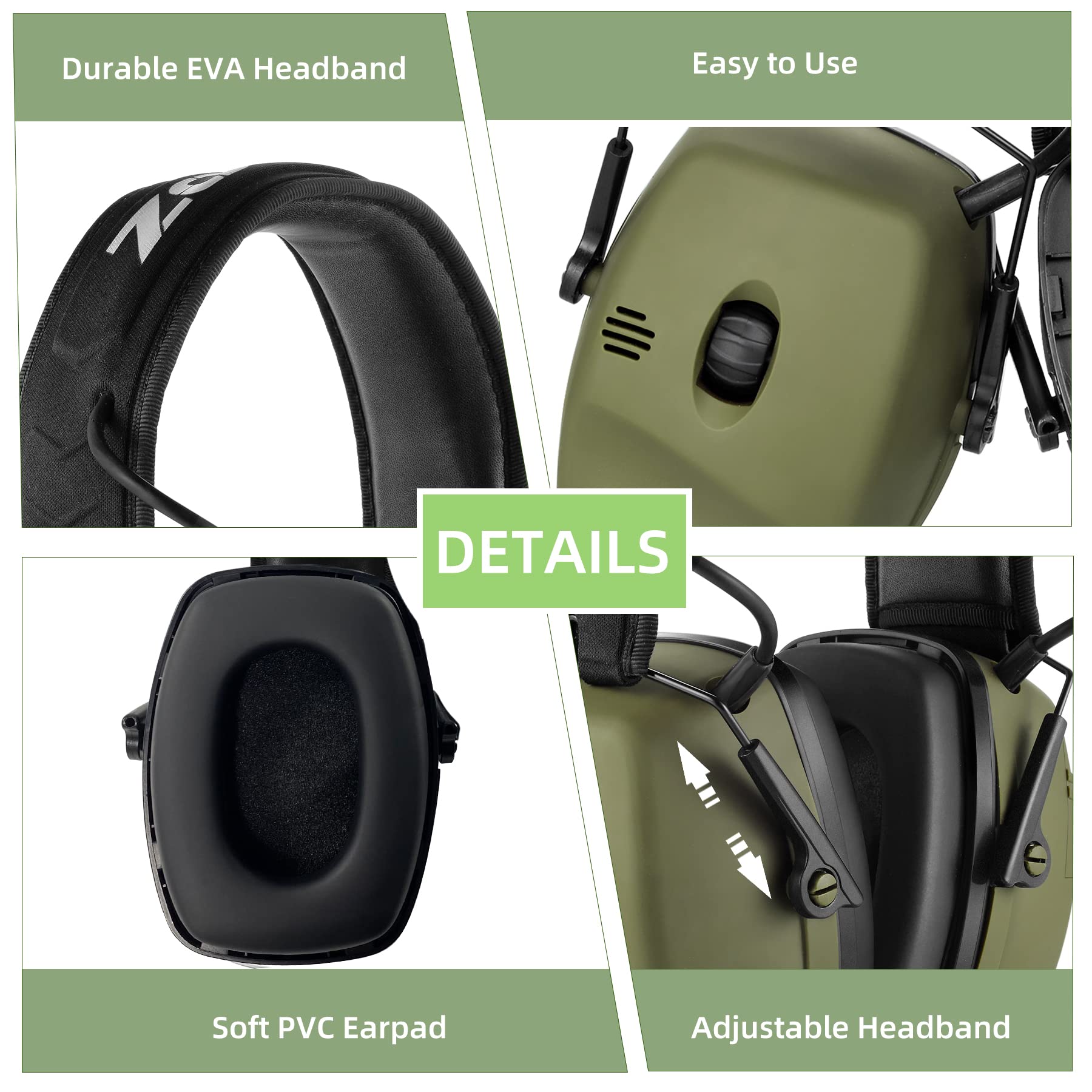 ZOHAN EM056 + EM028 Shooting Ear Protection Earmuff, Hearing Protection Noise Reduction for Gun Range, Hunting