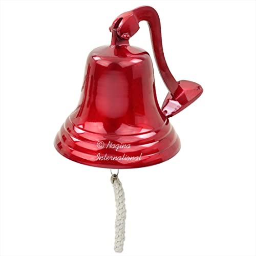 Navy's Nautical Ship's Aluminum Cast Premium Bell | Nursery Decor Gifts | Nagina International … (3 Inches, Red)