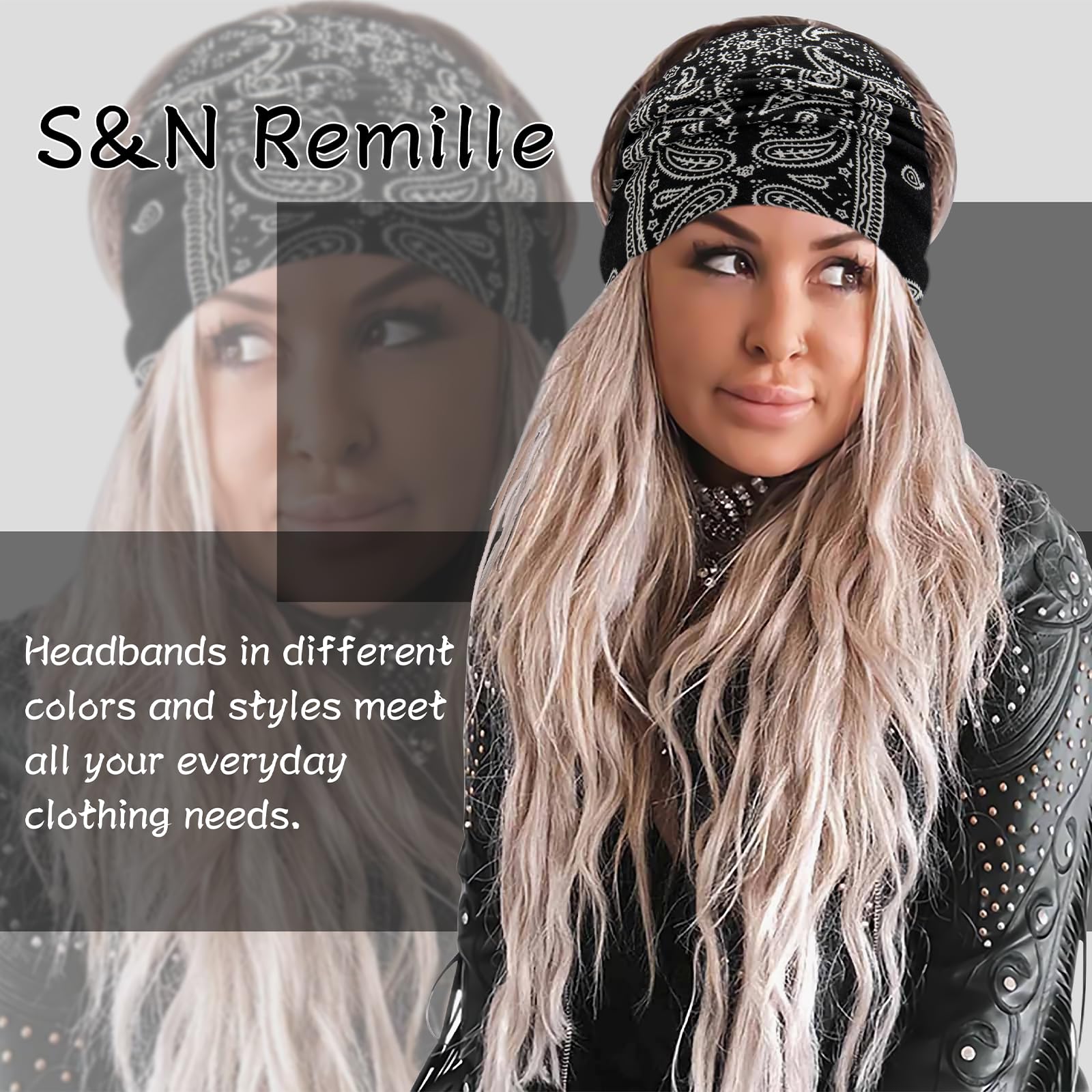 S&N Remille Wide Boho Headbands for Women Extra Large Turban Headband Hairband Hair Twisted Knot Accessories，3 Pack (Set-4)