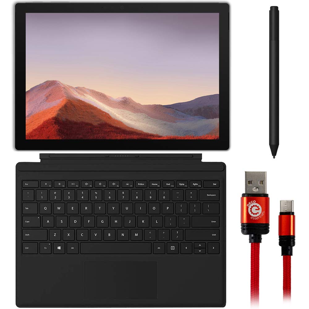 Microsoft VAT-00016 Surface Pro 7 12.3-inch Touch Intel i7-1065G7 16GB/512GB, Black Bundle Surface Pen, Signature Type Cover and 3FT Braided Type-C Charge and Sync USB Cable