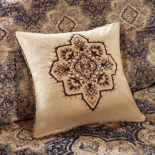 Madison Park Signature Wellington King Size Bed Comforter Set Bed In A Bag - Tan Blue , Jacquard β 9 Pieces Bedding Sets β Ultra Soft Microfiber Bedroom Comforters